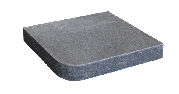 Granite Dropface External Corner Coping Paver - Flamed 400 x 400mm Black