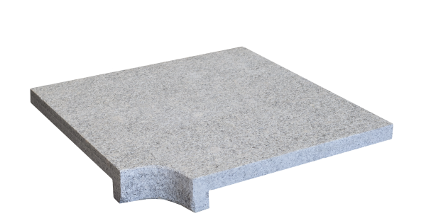Granite Dropface Internal Corner Coping Paver - Flamed 480 x 480mm White