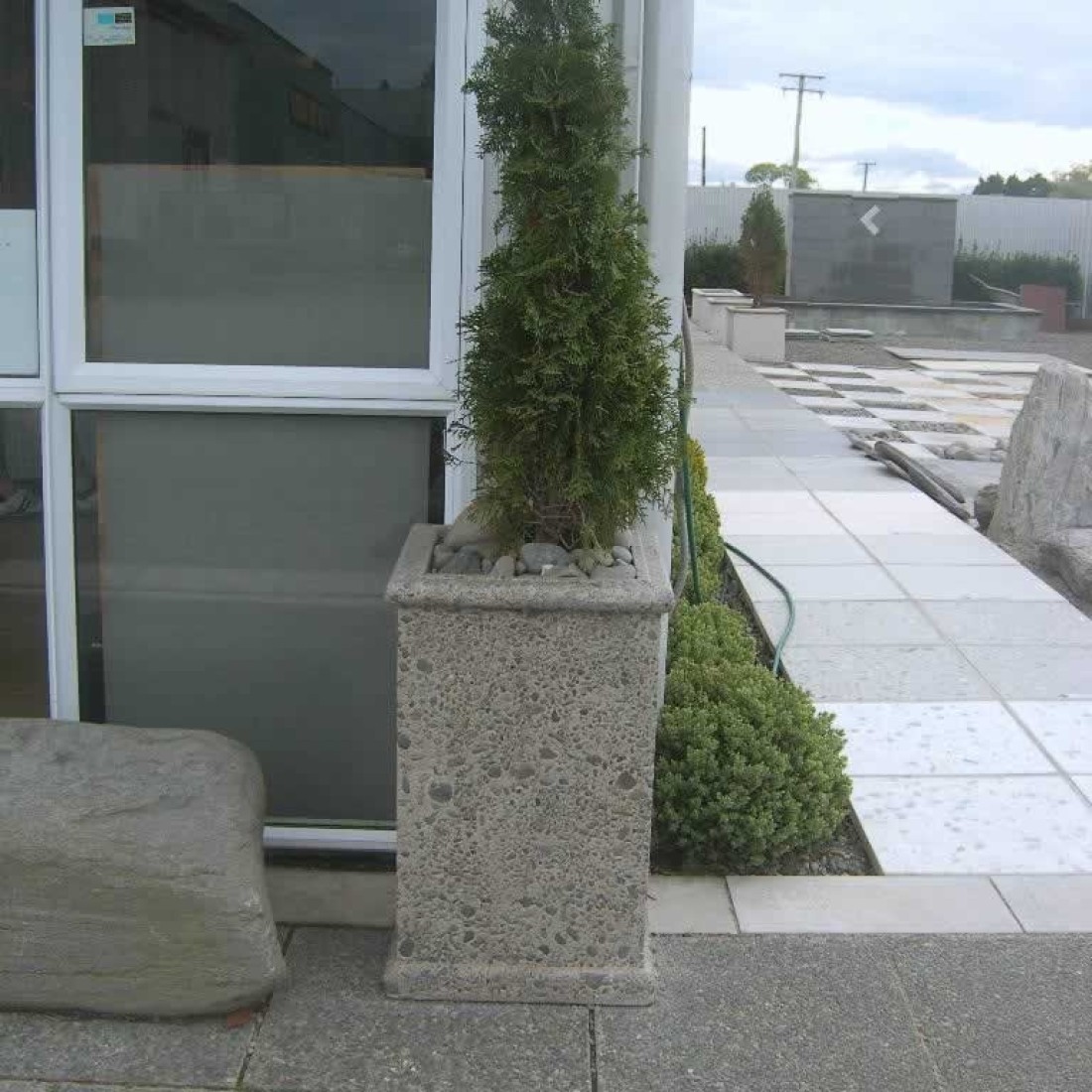 Concrete Planter Tall Skinny - Exposed Aggregate Classic